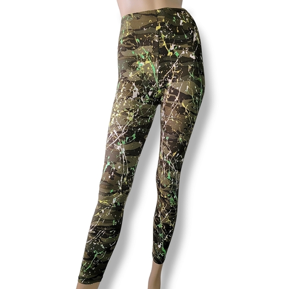 J&K | Pants & Jumpsuits | Army Camouflage Paint Splatter Leggings By Jk ...